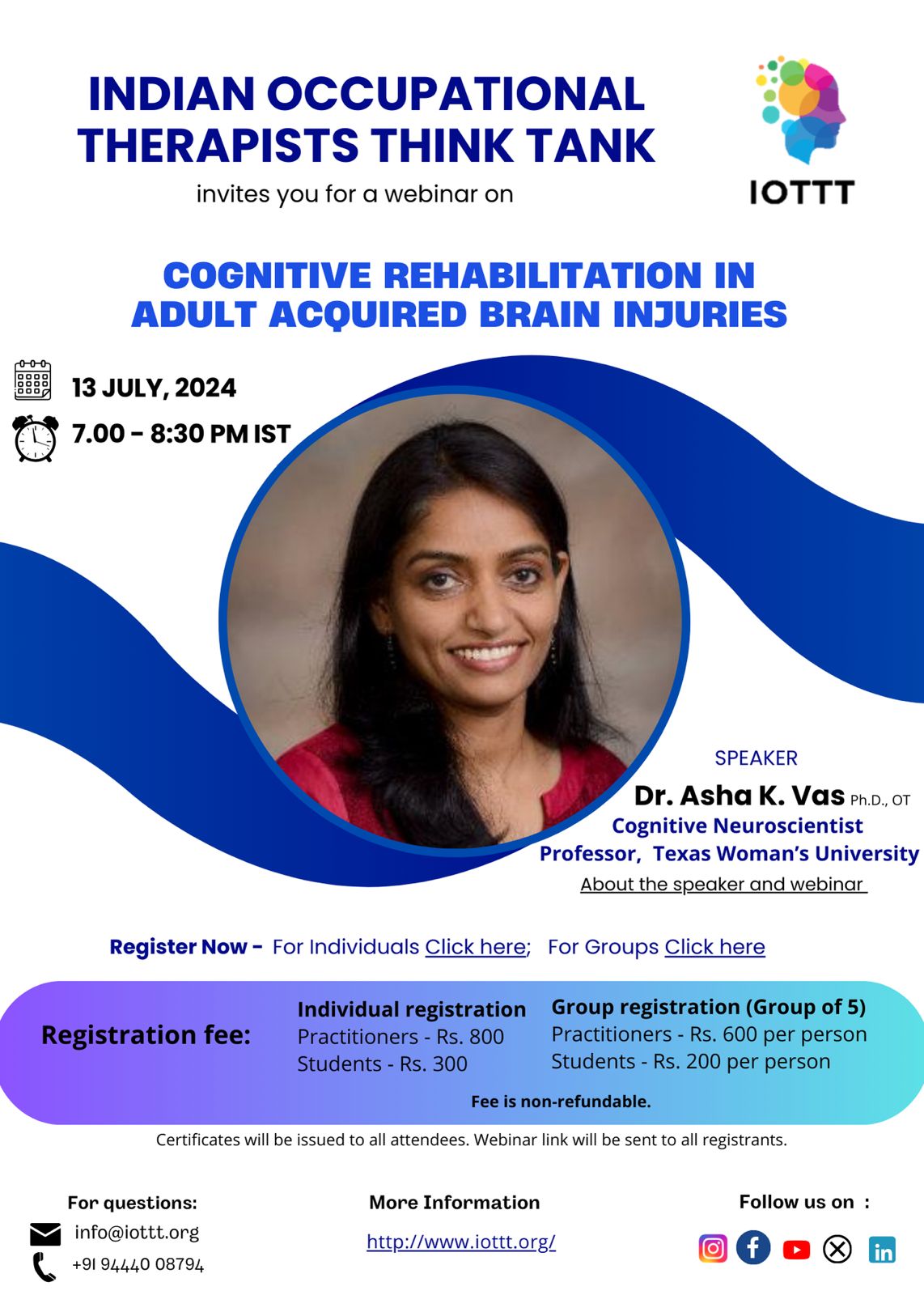 IOTTT’s webinar on Cognitive Rehabilitation - Indian Occupational ...